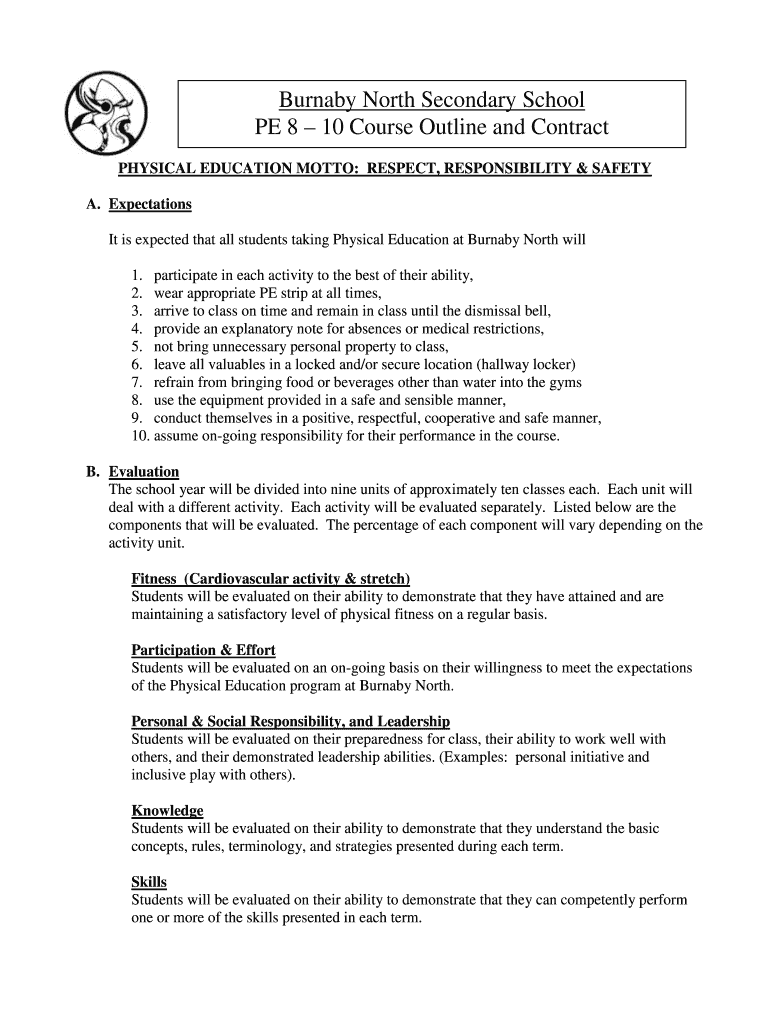 Fillable Online INFORMATION SHEET PHYSICAL EDUCATION Fax Email Print ...