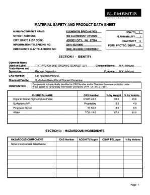 Fillable Online Material safety and product data sheet - tmc materials ...