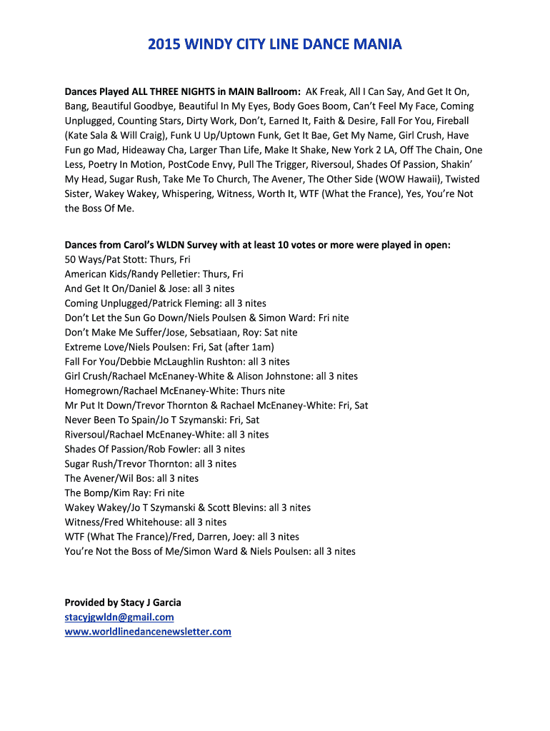 Fillable Online Additional Information - World Line Dance Newsletter ...