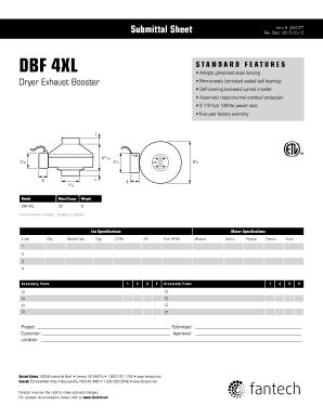 Fillable Online fantech 450377 DBF4XL Submittal Sheet EN.pdf - Fantech ...
