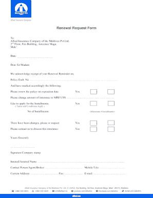 Fillable Online Renewal Request Form - Site Fax Email Print - pdfFiller