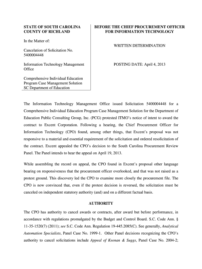 Fillable Online WRITTEN DETERMINATION Fax Email Print - pdfFiller