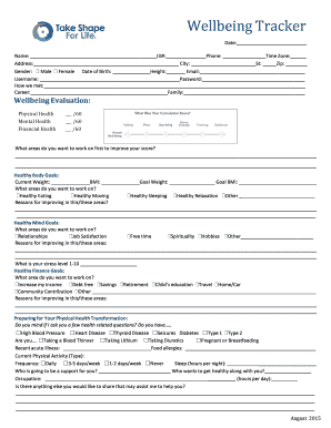Fillable Online Wellbeing Tracker - btsflmediabbcomb Fax Email Print ...