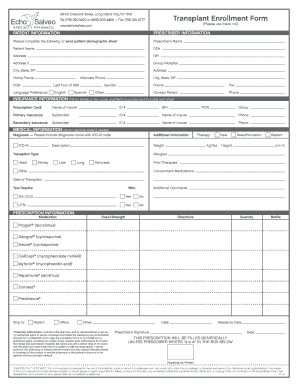 Fillable Online Transplant Enrollment Form - Echo Salveo Fax Email ...