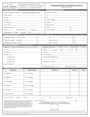 Fillable Online Osteoarthritis Enrollment Form - Echo Salveo Fax Email ...