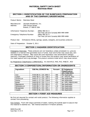 Fillable Online MSDS Form 002 Stainless Steeldocx Fax Email Print ...
