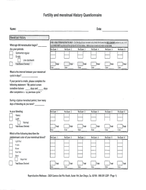 Fillable Online Fertility and menstrual History Questionnaire Fax Email ...
