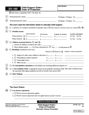 Fillable Online alpine courts ca DV-160 Child Support OrderOrder of ...