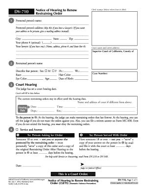Fillable Online alpine courts ca DV-710 Notice of Hearing to Renew ...