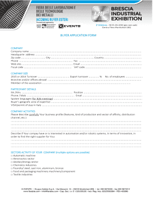 Fillable Online BUYER APPLICATION FORM COMPANY Company name Fax Email ...