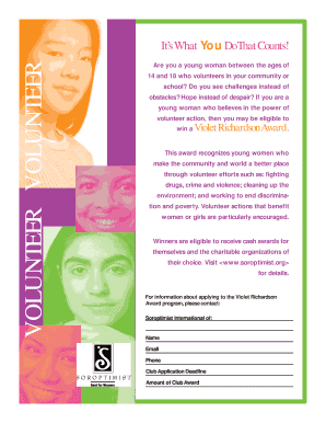 Fillable Online si-founderregion Violet Richardson Award Poster ...