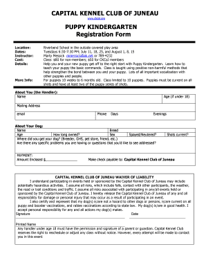 Fillable Online Wwwckcojorg PUPPY KINDERGARTEN Registration Form Fax ...