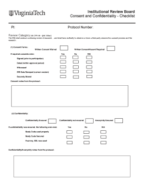 Fillable Online researchcompliance vt Institutional Review Board ...