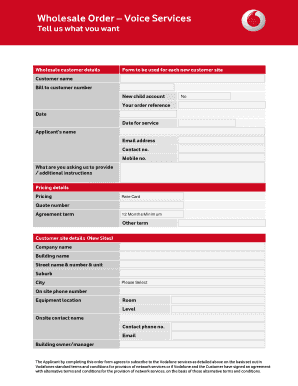 Fillable Online wholesale vodafone co VVo bWholesaleb Order Voice ...
