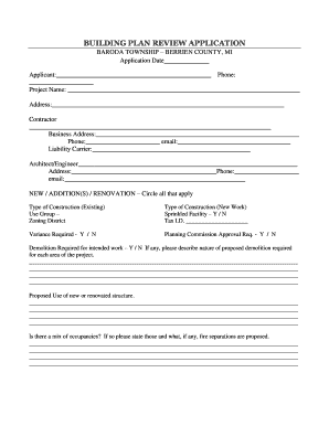 Fillable Online test barodatownship BUILDING PLAN REVIEW APPLICATION ...