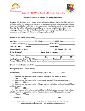 Fillable Online Volunteer Disclosure Statement for Background Checks - Prainito ... Fax Email ...