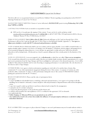Fillable Online CAST CONTRACT: Caps for Sale: The Musical Fax Email ...
