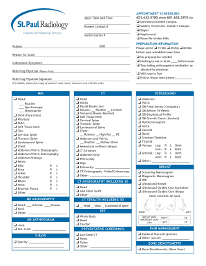 Fillable Online St. Paul Radiology Breast Screening Order Form Fax ...