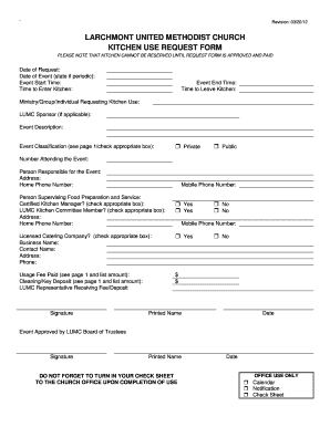 Fillable Online larchmontumc LARCHMONT UNITED METHODIST CHURCH KITCHEN ...