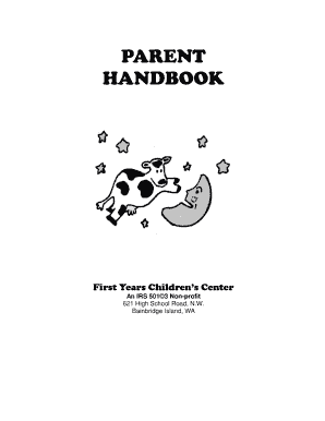 Fillable Online PARENT HANDBOOK - First Years Childrens Center Fax ...