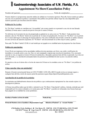 Fillable Online No Show Cancellation Policy form Fax Email Print ...
