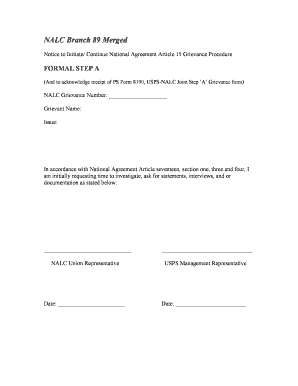 Fillable Online Formal A - NALC Branch 89 Merged Fremont Fax Email ...