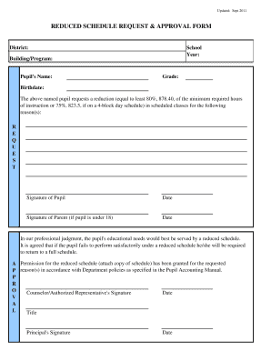 Fillable Online geneseeisd REDUCED SCHEDULE REQUEST APPROVAL FORM ...