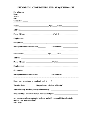 Fillable Online Premarital confidential intake questionaire - Ventura ...