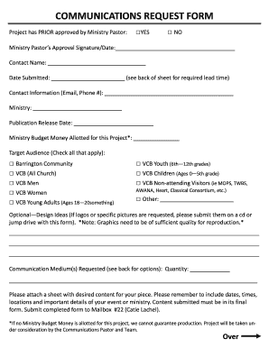 Fillable Online vcbweb Communications Request Form - vcbweborg Fax ...