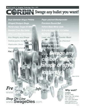 Fillable Online Swage any caliber, weight, shape or style instantly ...