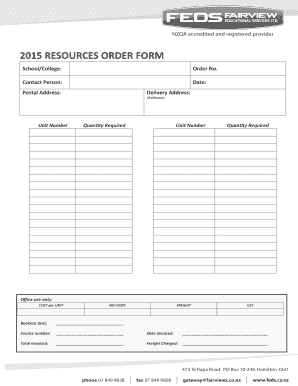 Fillable Online 2015 RESOURCES ORDER FORM - bFEDSb Fax Email Print ...