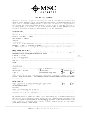 Fillable Online msccruises co SPECIAL NEEDS FORM - MSC Cruises bUKb Fax ...