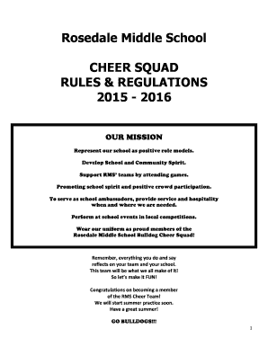 Fillable Online Rosedale Middle School CHEER SQUAD RULES REGULATIONS ...
