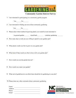 Fillable Online Community Garden Interest Survey - Forsyth Community ...