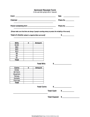 Fillable Online Sample Itemized Receipt Form - bcreativetemplatebbnetb Fax Email Print - pdfFiller