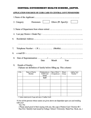 Fillable Online CGHS Card Form for pensioners Fax Email Print - pdfFiller