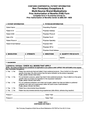 Fillable Online Non Formulary bExceptionsb amp Multi-Source bBrandb Medications Fax Email Print ...