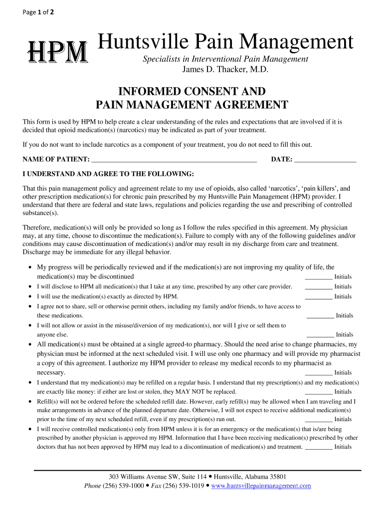 Fillable Online Huntsville Pain Management Fax Email Print - pdfFiller