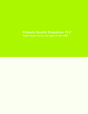 Fillable Online Primary Health Properties PLC Annual Report for the ...