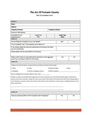 Fillable Online arcputnam FDOT Complaint Form Arc - the Arc of Putnam ...