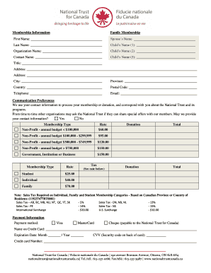 Fillable Online Membership Information Family Membership Fax Email ...