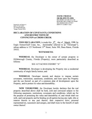Fillable Online DECLARATION OF COVENANTS CONDITIONS WHEREAS NOW ...