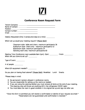 Fillable Online 17117thstreet Conference Room Request Form-171 ...
