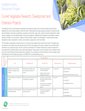 Fillable Online Current Vegetable Research Development and Extension ...