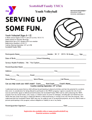Fillable Online ymcaofscottsbluff Scottsbluff Family YMCA Youth Volleyball SERVING UP SOME FUN ...