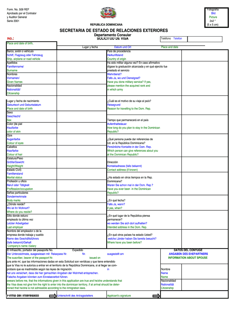 Fillable Online allvisaservice SECRETARIA DE ESTADO DE RELACIONES EXTERIORES Departamento Fax ...