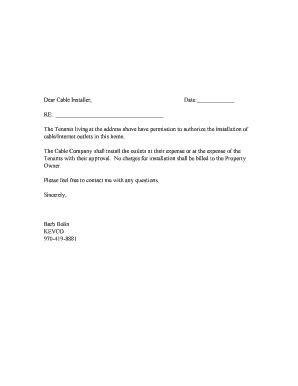 Fillable Online Cable Permission Letterdoc Fax Email Print - pdfFiller
