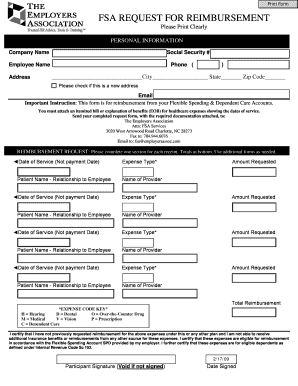 Fillable Online FSA Claim Form - The Employers Association Fax Email ...