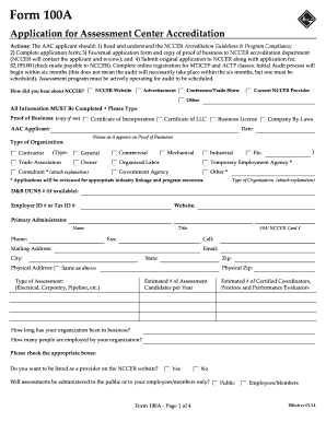 Fillable Online nccer Form 100A - NCCER Fax Email Print - pdfFiller