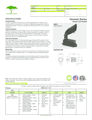 Fillable Online SPECIFICATIONS Genesis Series - techlightusacom Fax ...